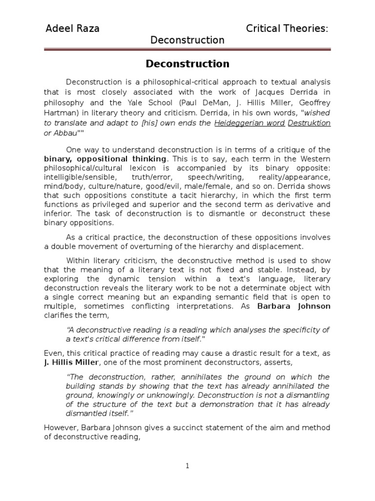 Deconstruction | PDF | Deconstruction | Jacques Derrida