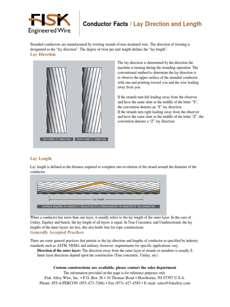 Lay Direction Length Fisk Alloy | PDF | Wire | Electrical Conductor