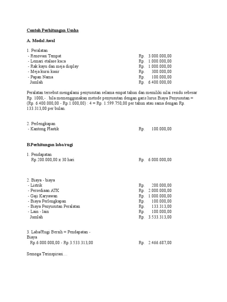 Perhitungan Modal Awal dan Laba Kotor Usaha Toko | PDF