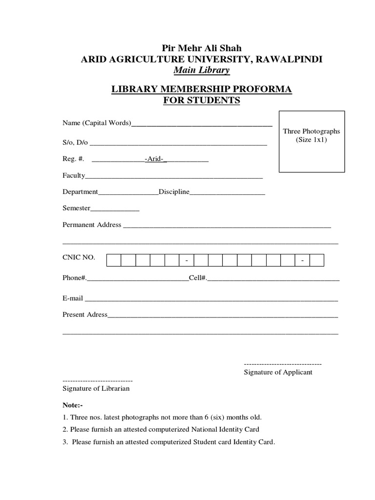 Library Membership Form | PDF