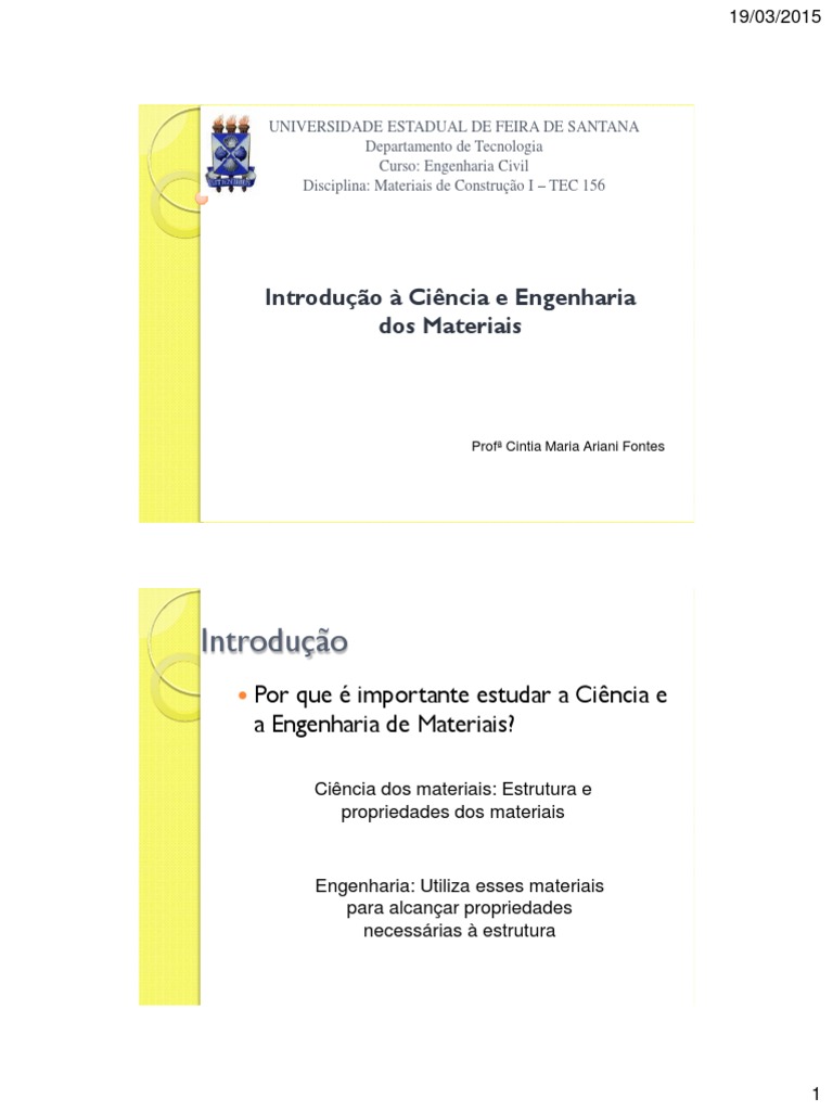 Aula 1 Ciencia E Engenharia Dos Materiais Pdf Pdf Polímeros