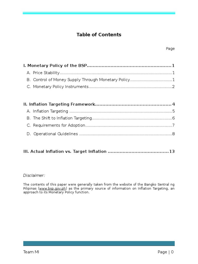 FINAL Paper - Inflation Targeting Framework of The BSP | PDF ...
