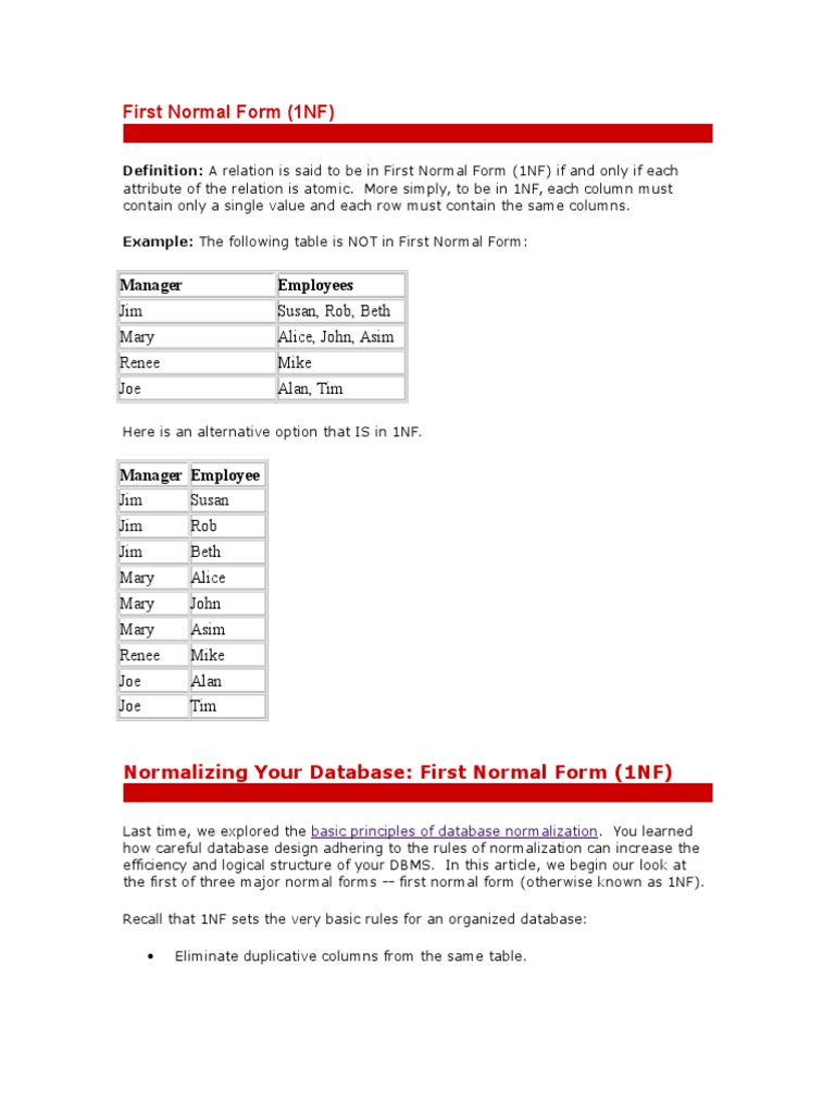 Normalization Examples | PDF | Table (Database) | Databases