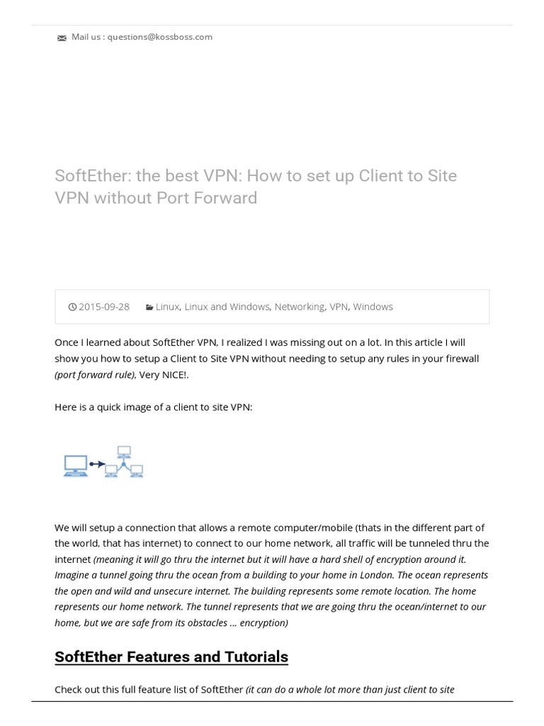 SoftEther - The Best VPN - How To Set Up Client To Site VPN Without ...