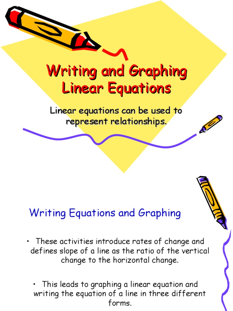 Linear Equations: Writing and Graphing Guide | PDF | Line (Geometry ...