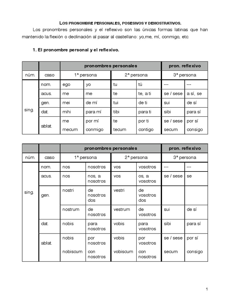 Pronombres Latinos | Pronombre | Tipología Lingüística | Prueba ...