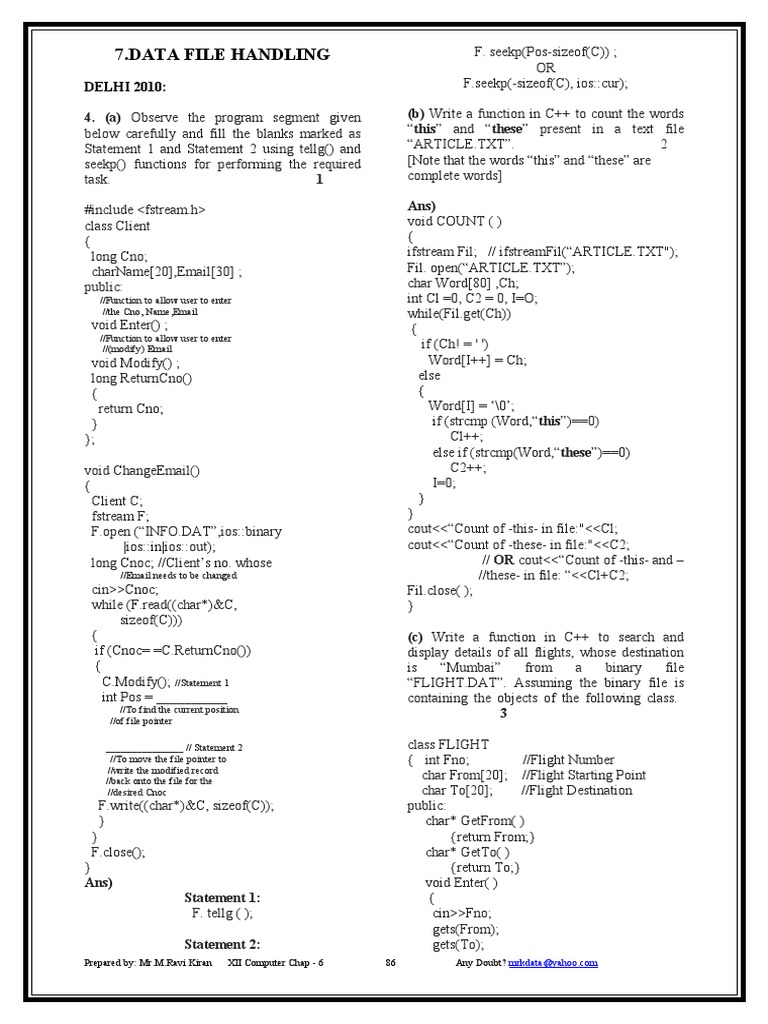 XII CS Material Chap7 2012 13 | PDF | Text File | Computer File