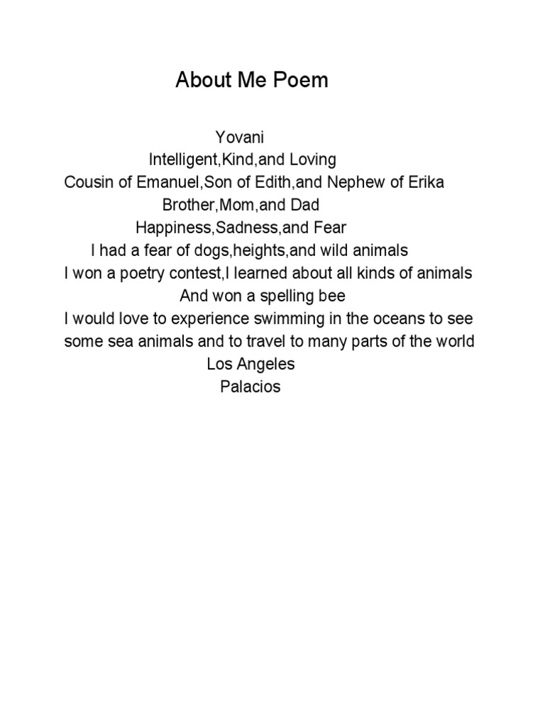 About Me Poem | PDF