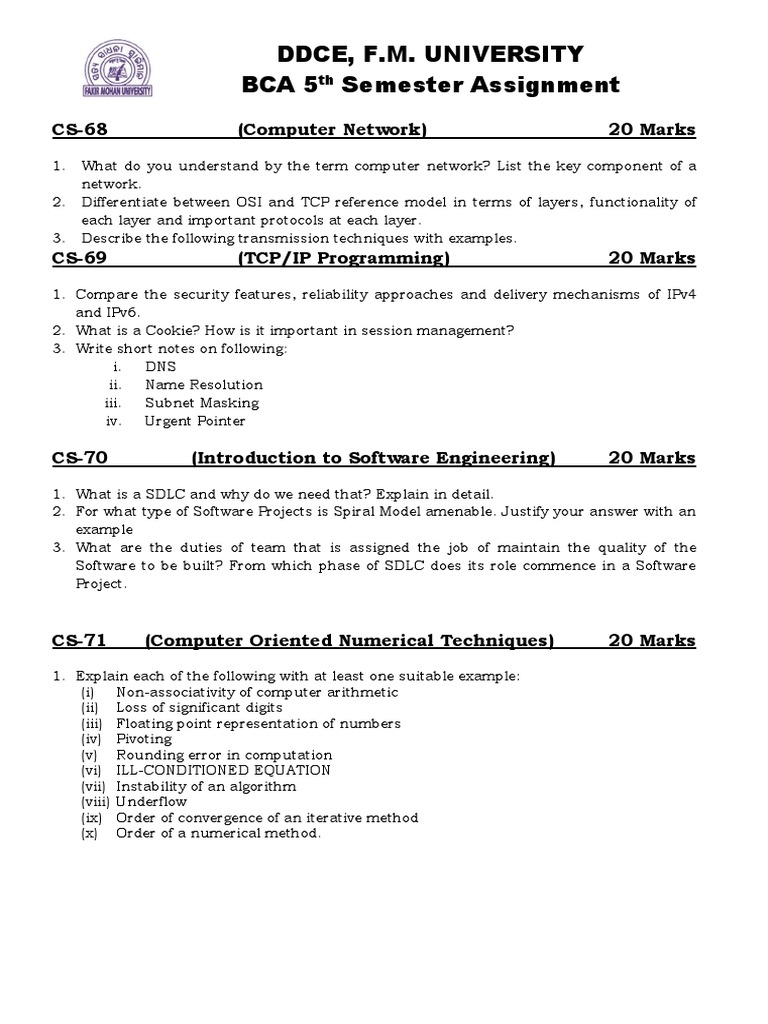 BCA 5th Semester Assignments Overview | PDF | Computers