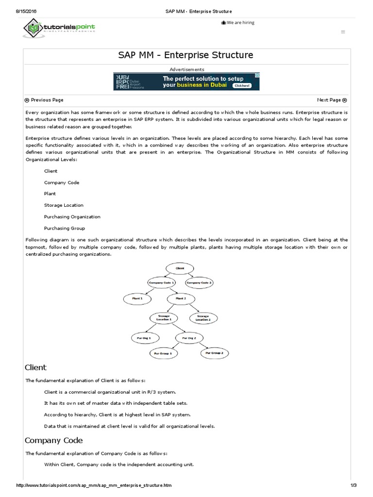 SAP MM - Enterprise Structure PDF | PDF | Warehouse | Procurement