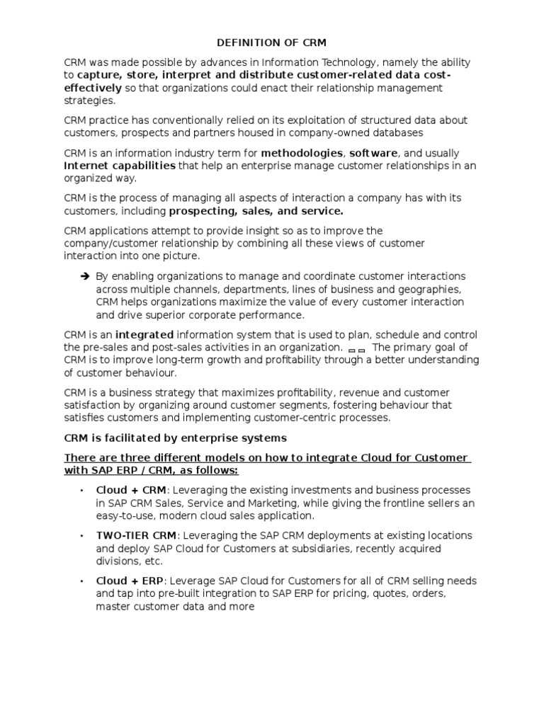 CRM Classnote | PDF | Customer Relationship Management | Market ...