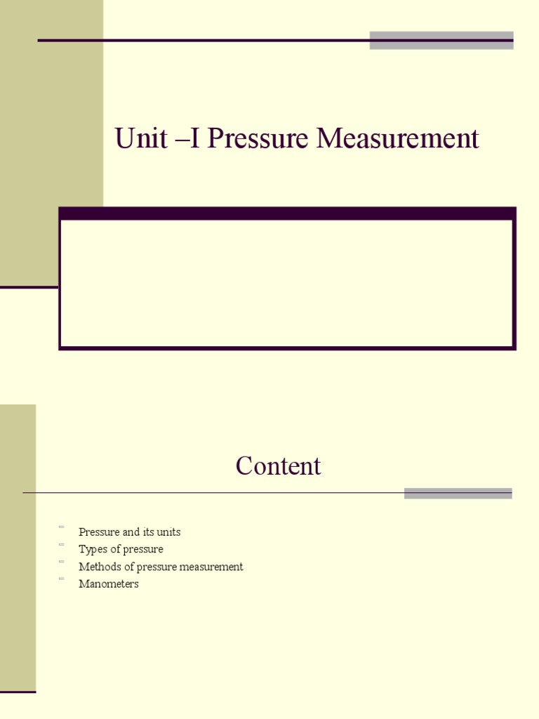 Unit - I Pressure Measurement | PDF