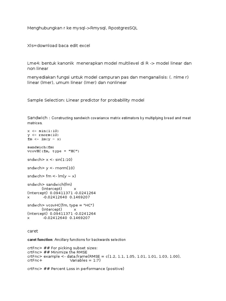 Caret Function: Ancillary Functions For Backwards Selection | PDF