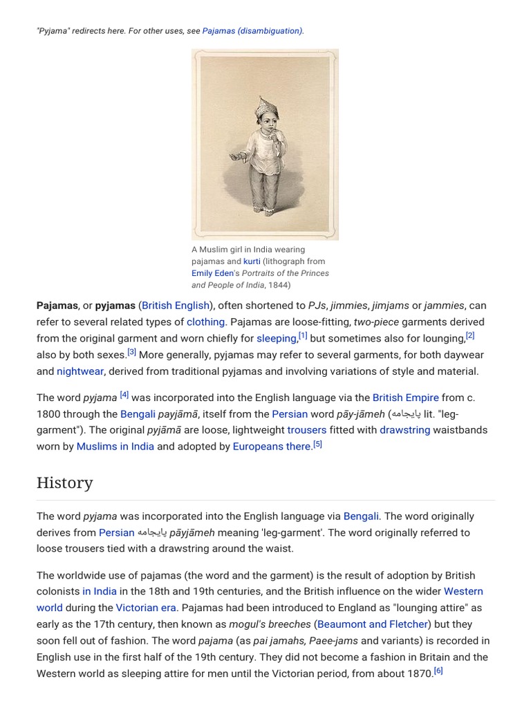 Pajamas - Wikipedia, The Free Encyclopedia | PDF | Clothing | Fashion