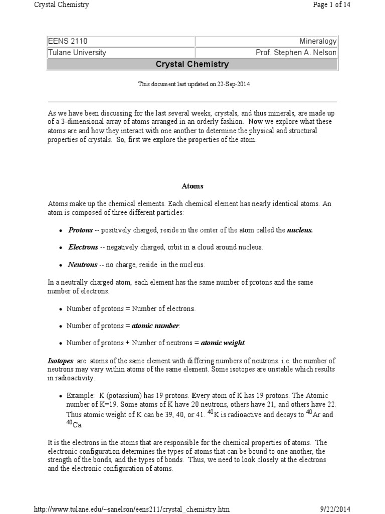 Crystal Chemistry | PDF | Ion | Ionic Bonding