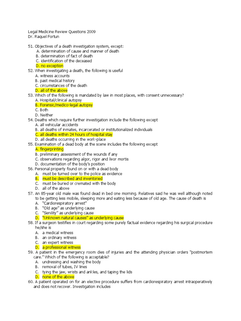 Forensic Medicine Exam Prep | PDF | Autopsy | Dna Profiling