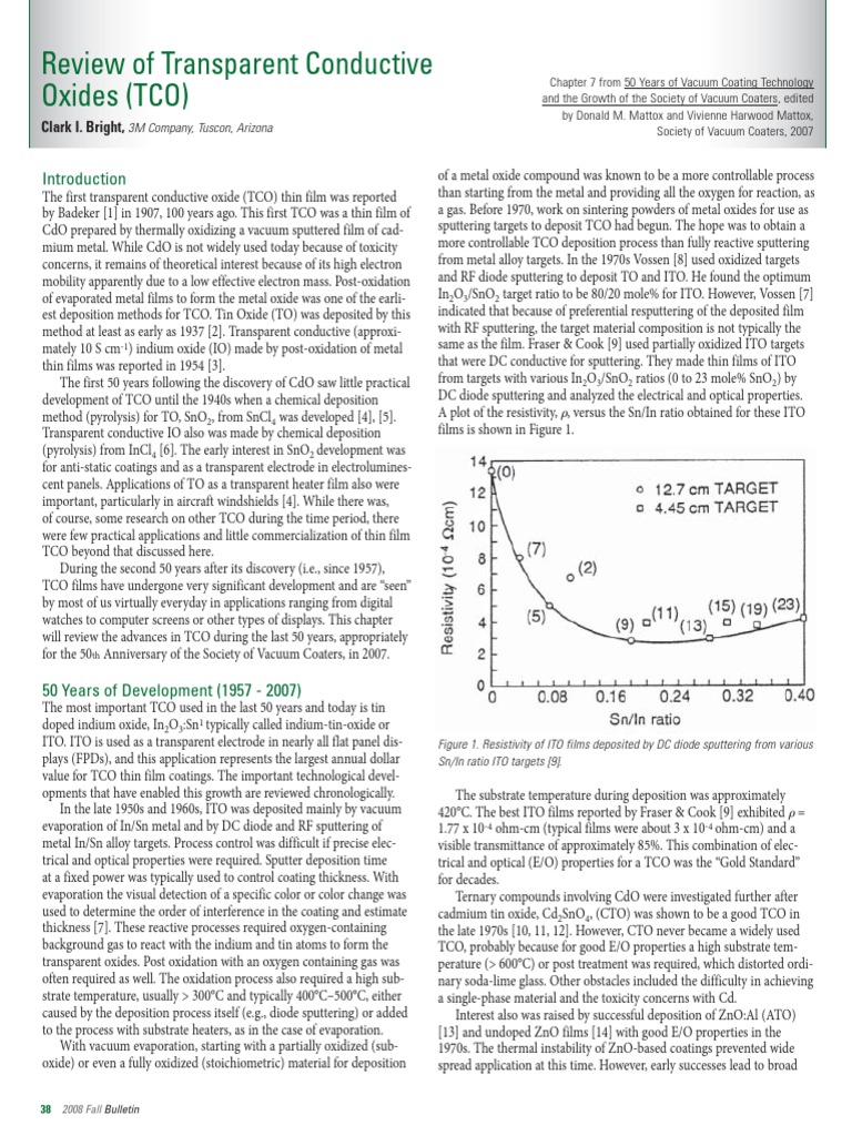 Transparent Conducting Oxides. | PDF | Zinc Oxide | Electrical ...