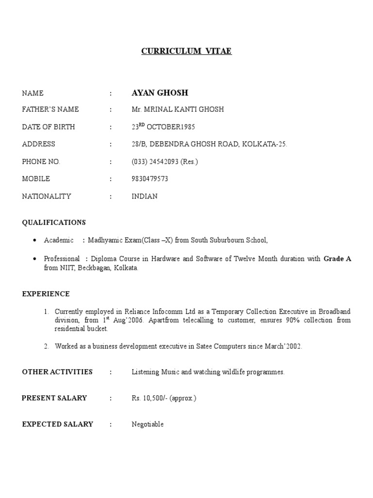 New CV Ayan Ghosh | PDF