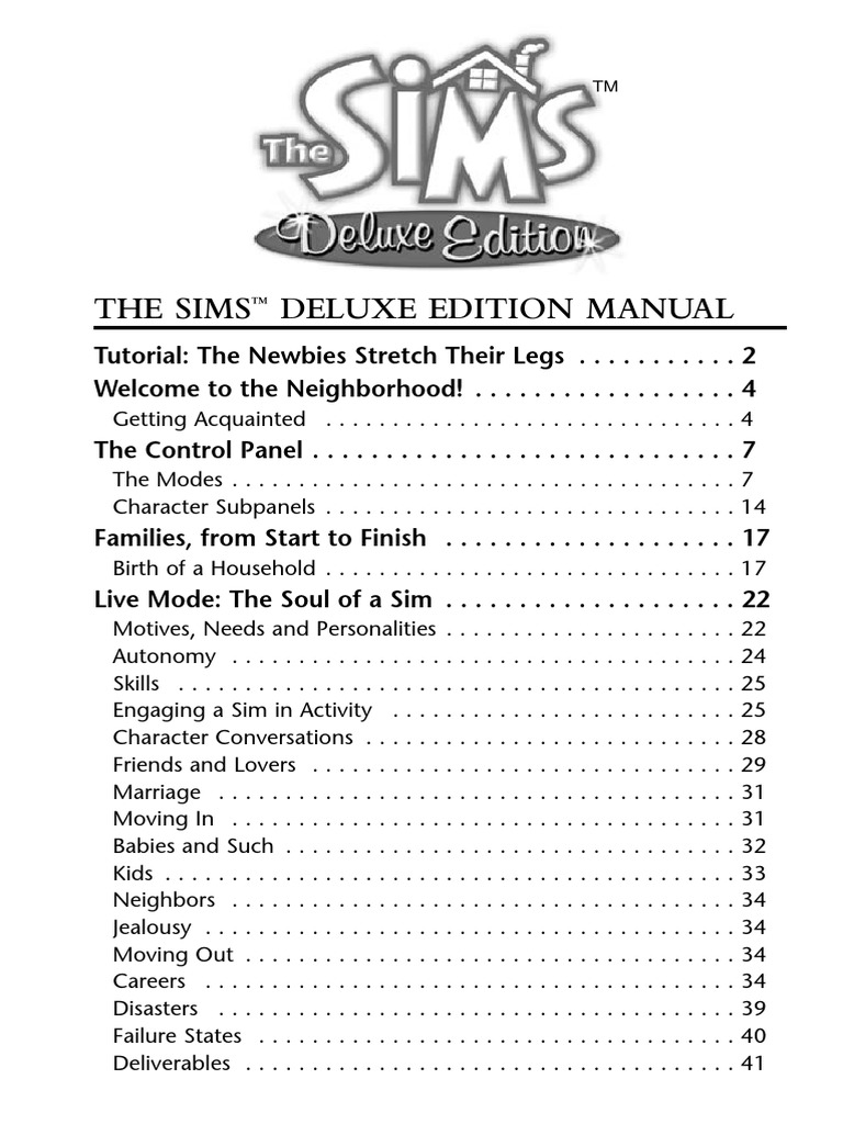 The Sims 1 Deluxe User Manual | PDF | Point And Click | Icon (Computing)