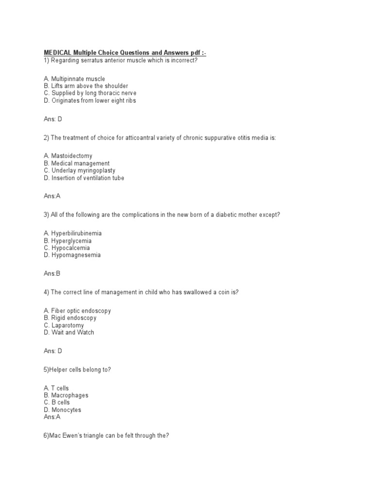 Medical MCQs for Exam Prep | PDF | Epithelium | Medical Specialties