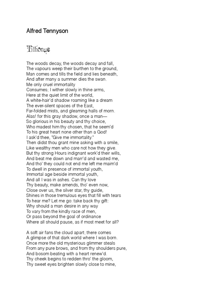 Tithonus: Alfred Tennyson | PDF