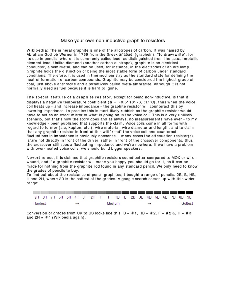DIY Graphite Resistor | PDF | Pencil | Electrical Resistance And ...