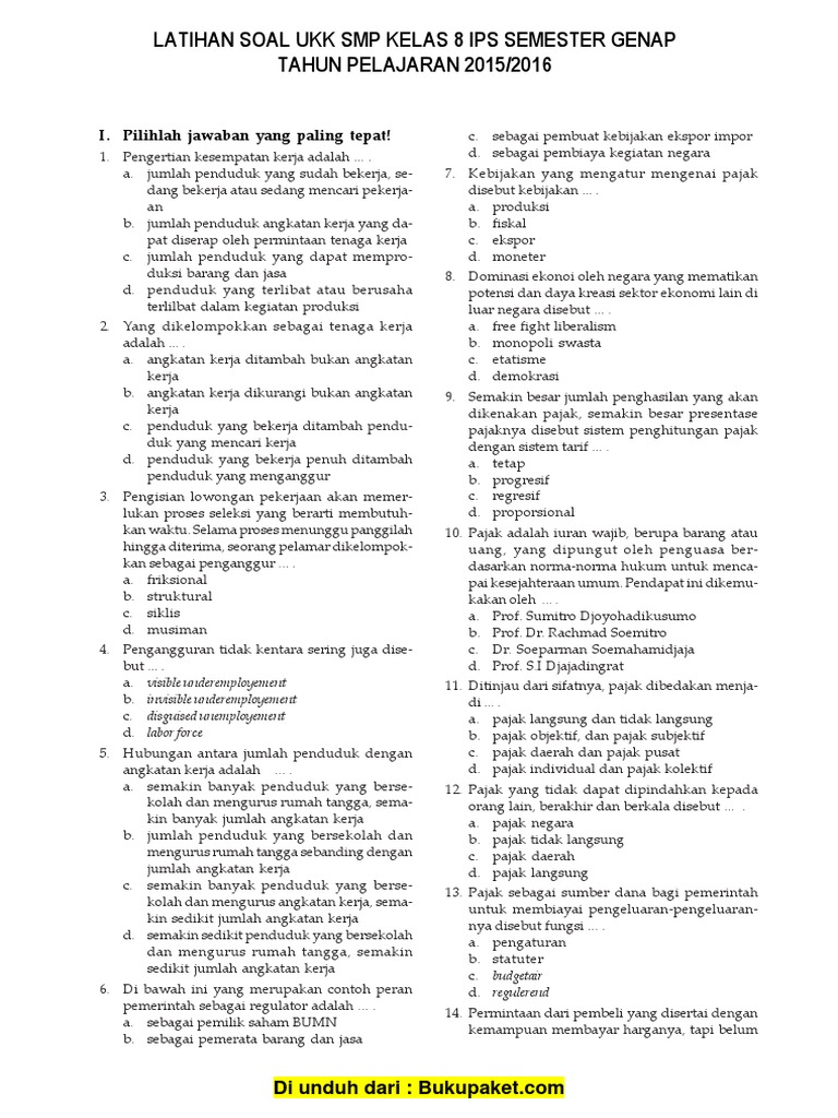 Soal Ukk Ips Kelas 8 SMP | PDF