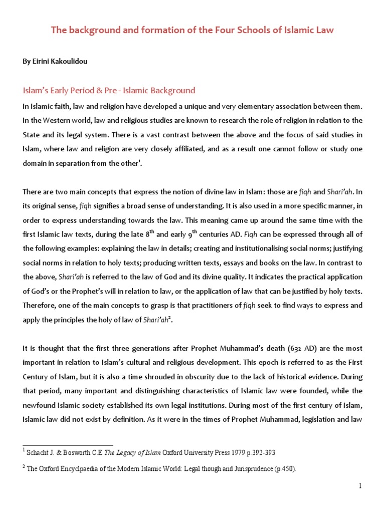 Formation of Islamic Law's Four Schools | PDF | Sharia | Islam And Politics