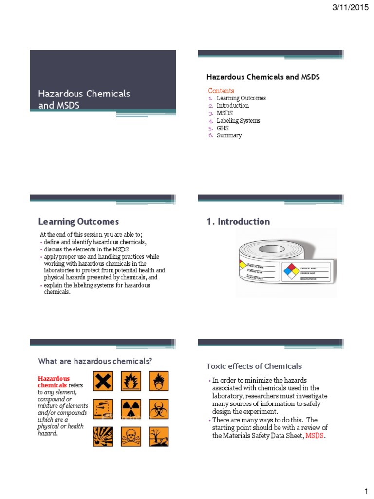 1 Hazardous Chemicals & MSDS | Toxicity | Dangerous Goods