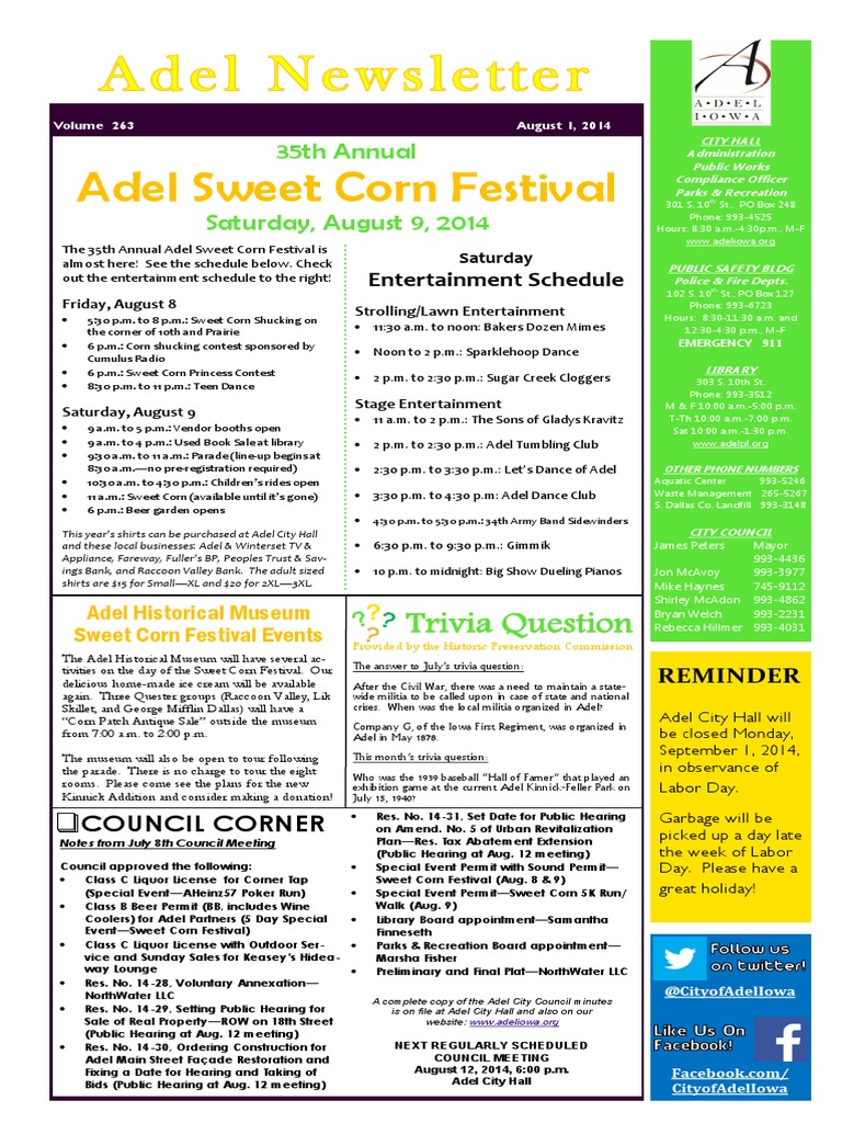 Adel Sweet Corn Festival: Trivia Question | PDF | Pruning | Nature
