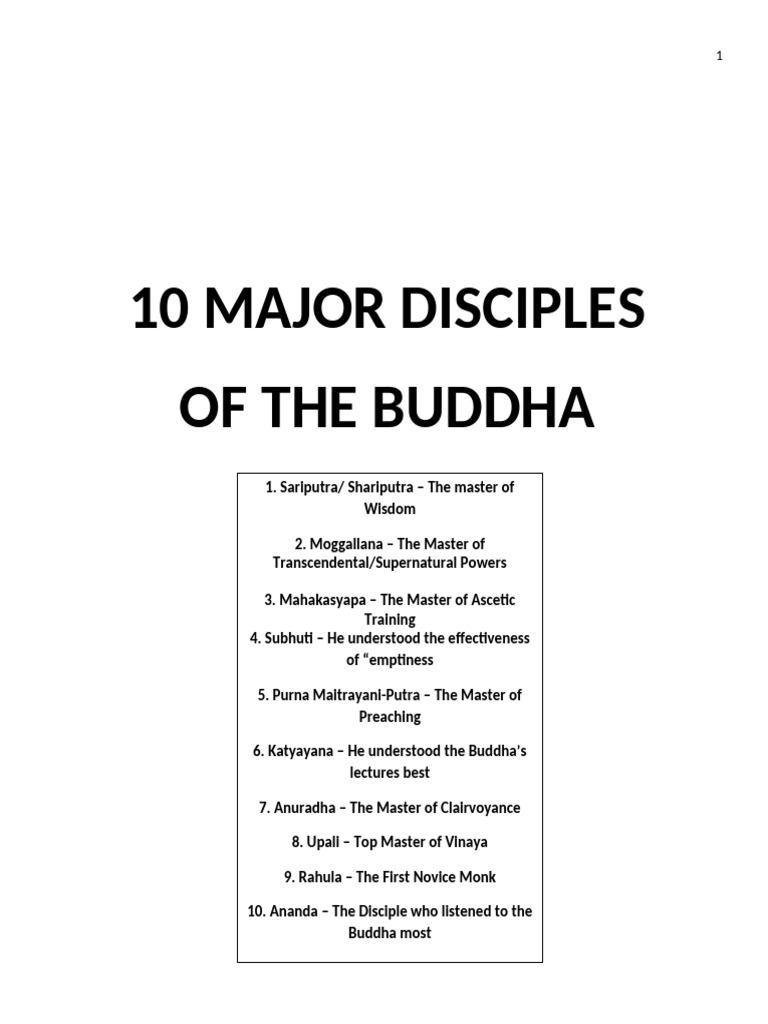 10 Major Disciples of The Buddha | PDF | Buddhist Texts | Gautama Buddha