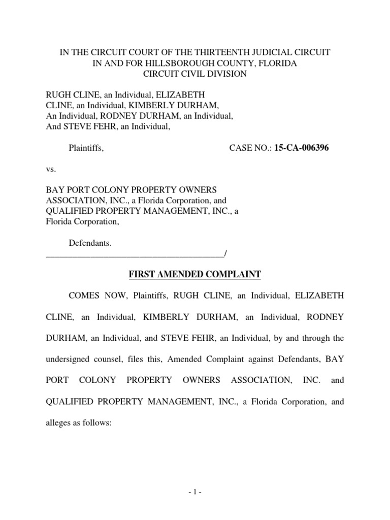 First Amended Complaint | PDF | Easement | Damages