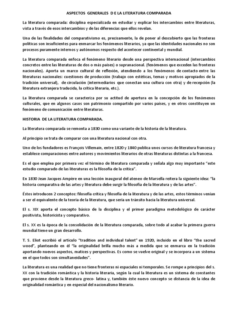Definiciones Literatura Comparada | PDF | Teoría literaria | Crítica ...