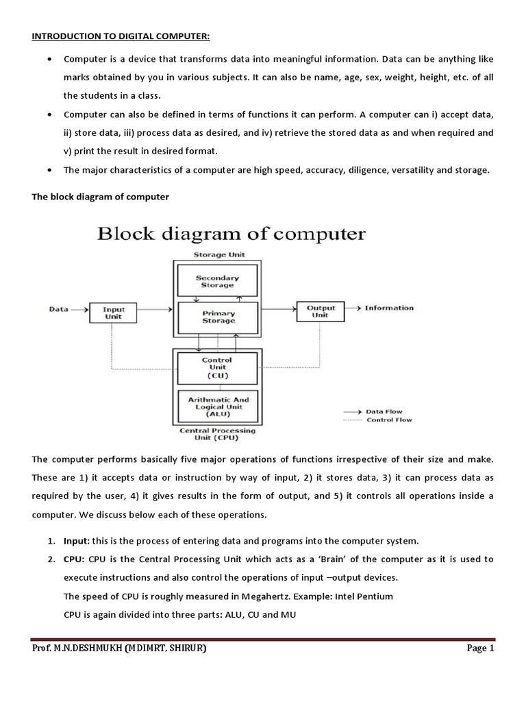 1.introduction To Digital Computer | PDF | Computer Program | Programming