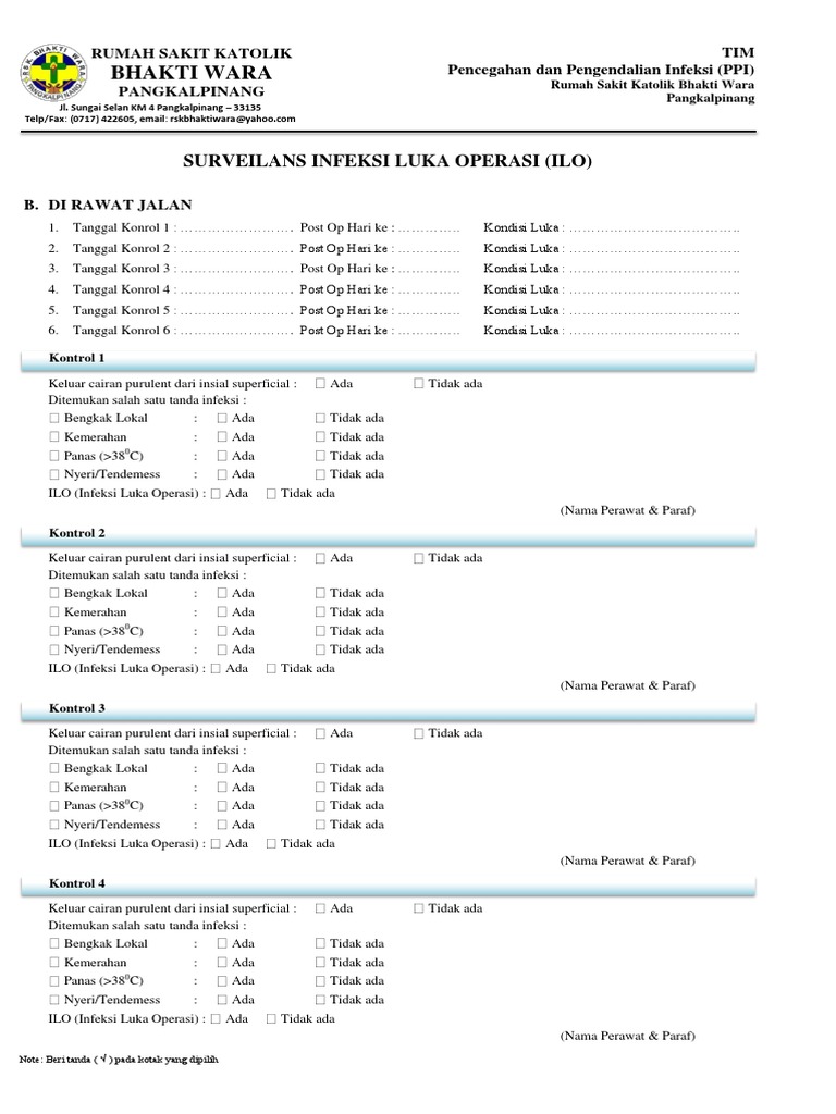 Form Surveilans Infeksi Luka Operasi Rajal | PDF