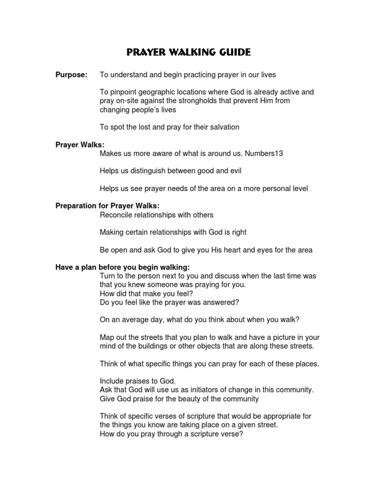 Prayer Walking Guide | PDF | Prayer | Jesus