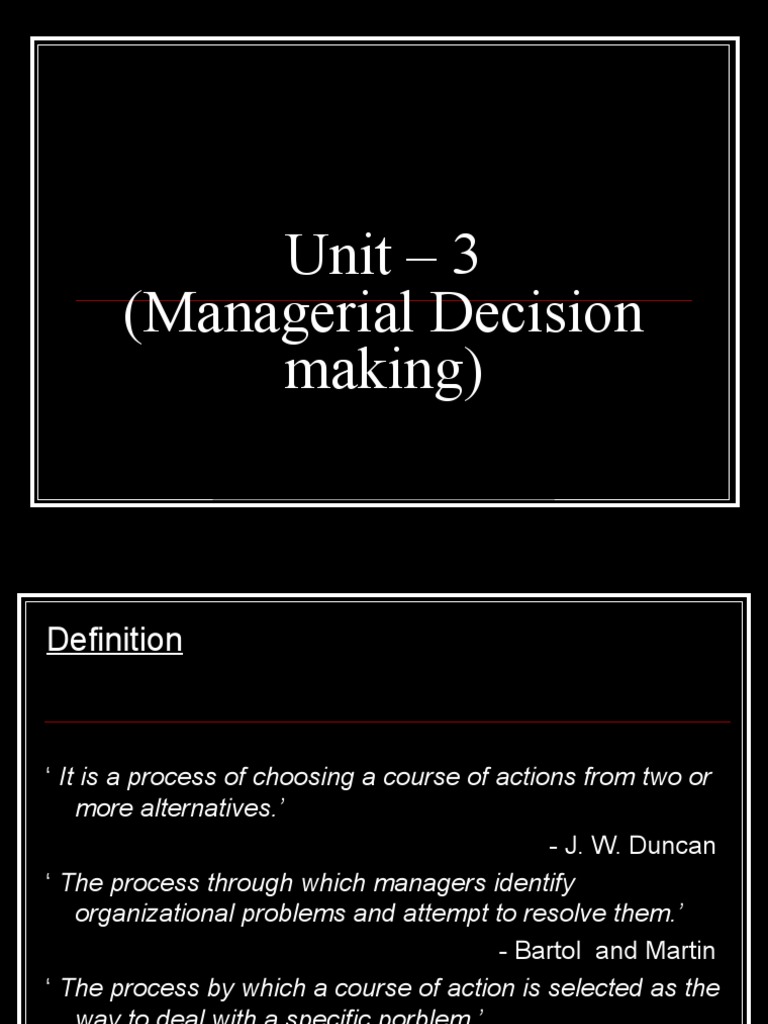 Decision Making Unit-3 | PDF