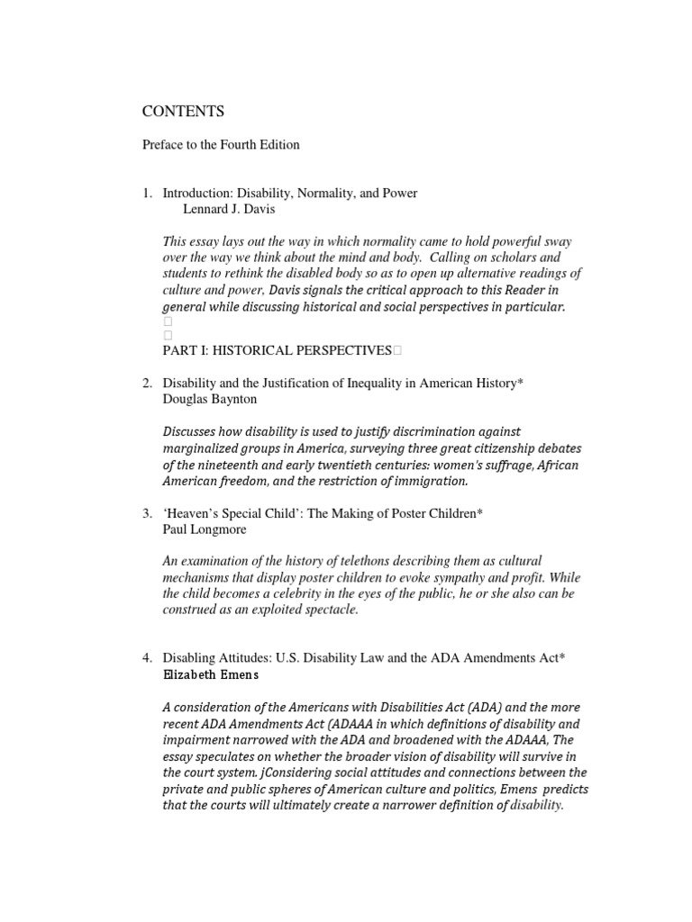 Disability, Normality, and Power | PDF | Americans With Disabilities ...
