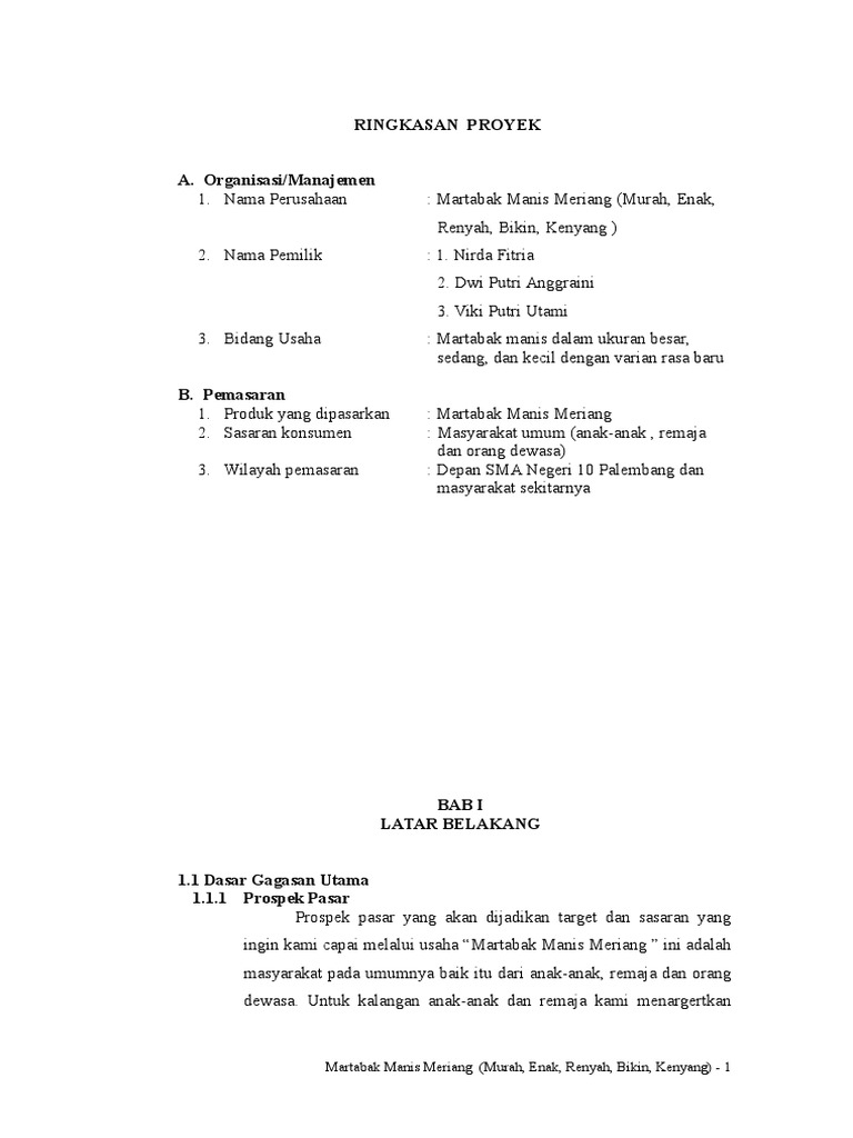 Strategi Pemasaran Martabak Manis | PDF