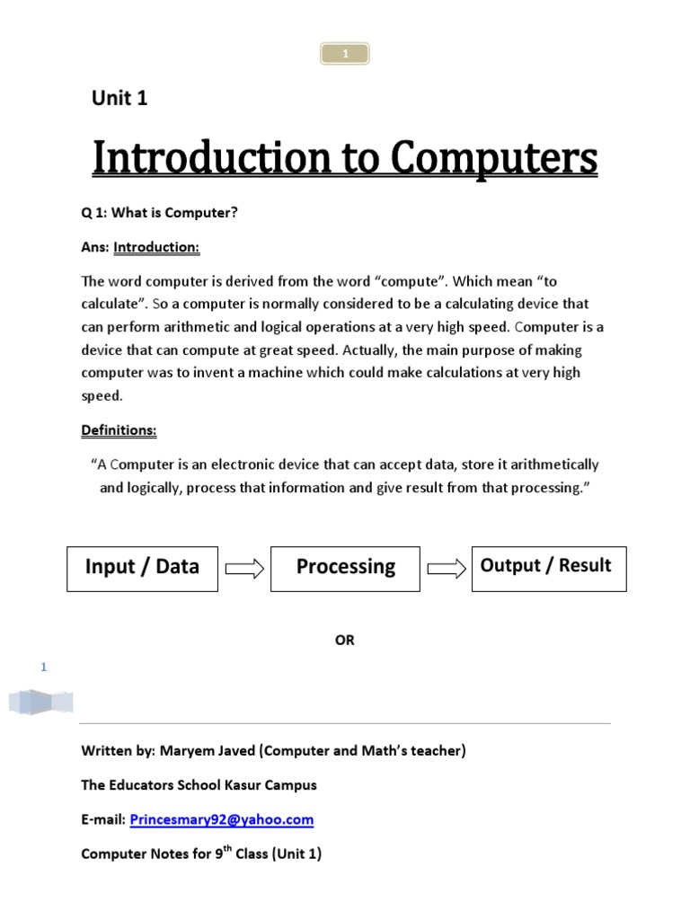 Computer Notes For 9th Class | PDF | Assembly Language | Computer Program