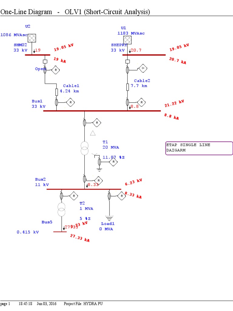 ETAP Short-Circuit Analysis SLD | PDF