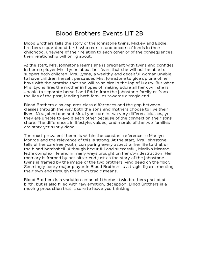Blood Brothers Revision Eduqas Aqa | PDF | Entertainment (General)