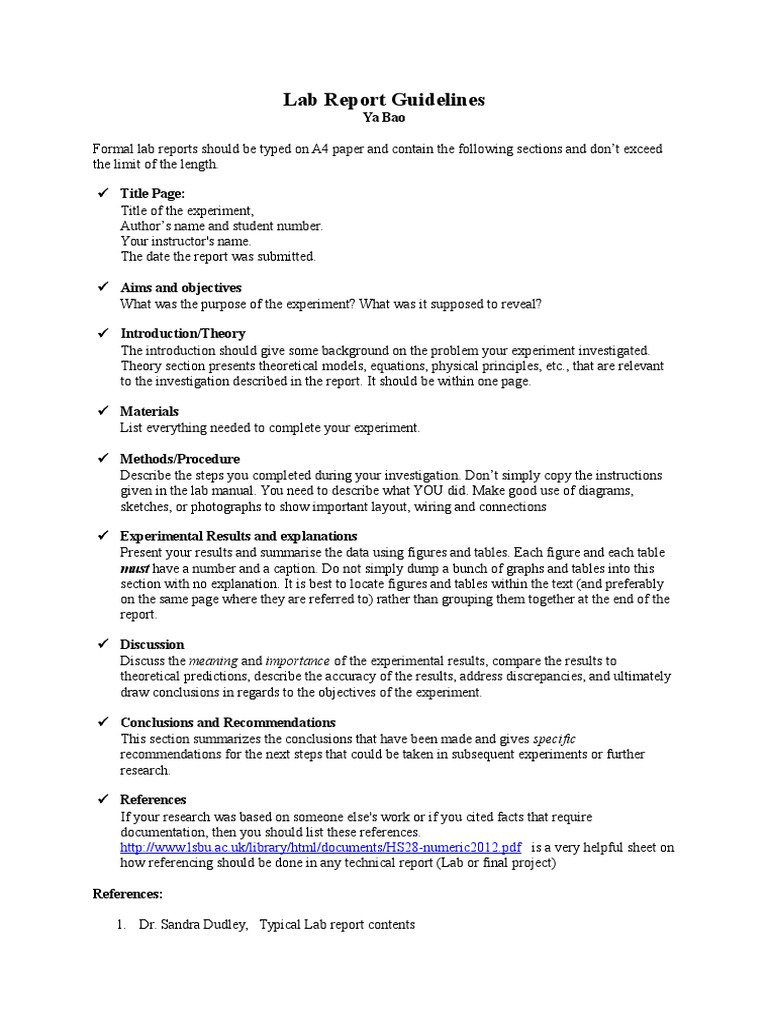 Lab Report Guidelines | PDF