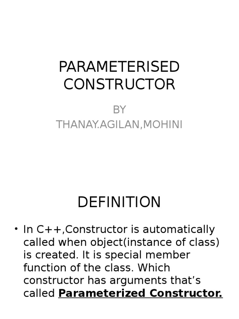Parameterised Constructor | PDF