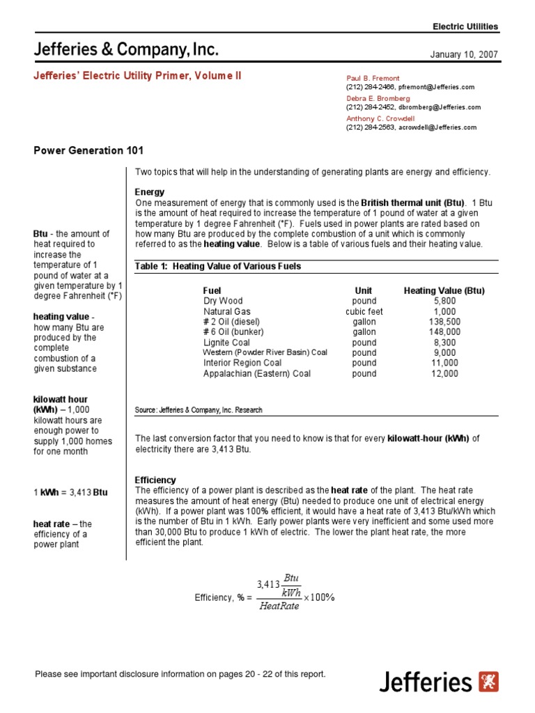 Electric Utilities Primer Vol. II - Jefferies (2007) PDF | PDF | Kilowatt Hour | Emissions Trading