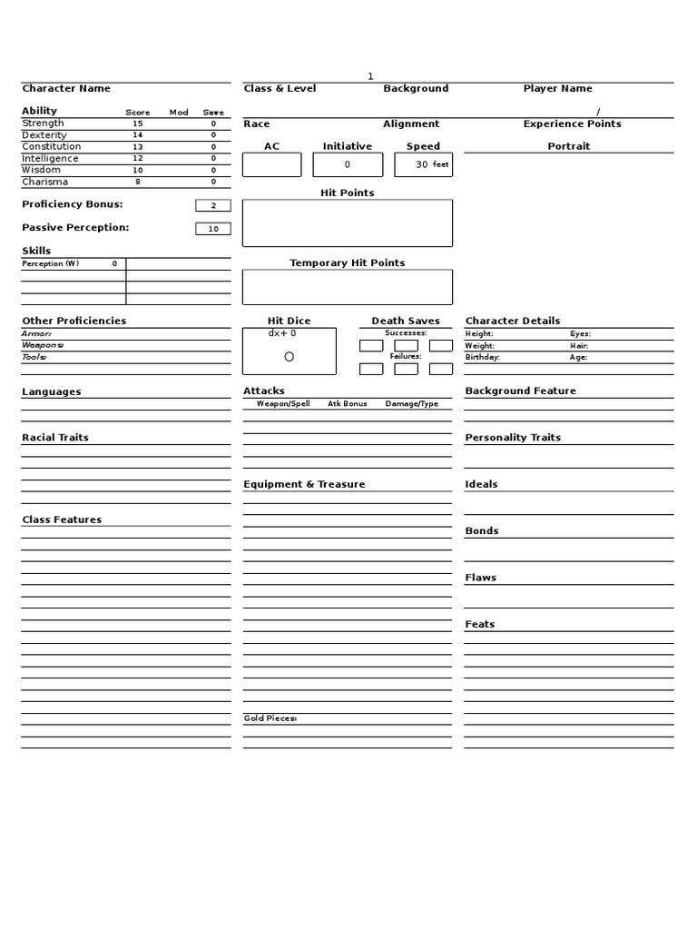 Empty Charsheet | PDF | Sports & Recreation | Games & Activities