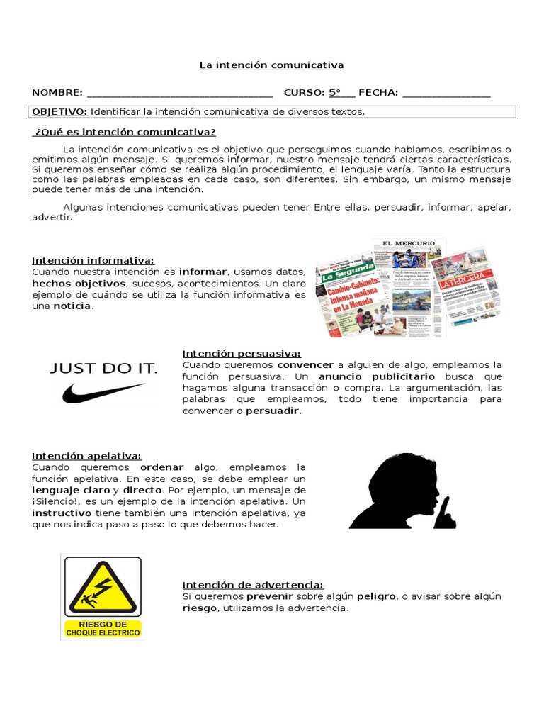 La Intencion Comunicativa Ejercicios
