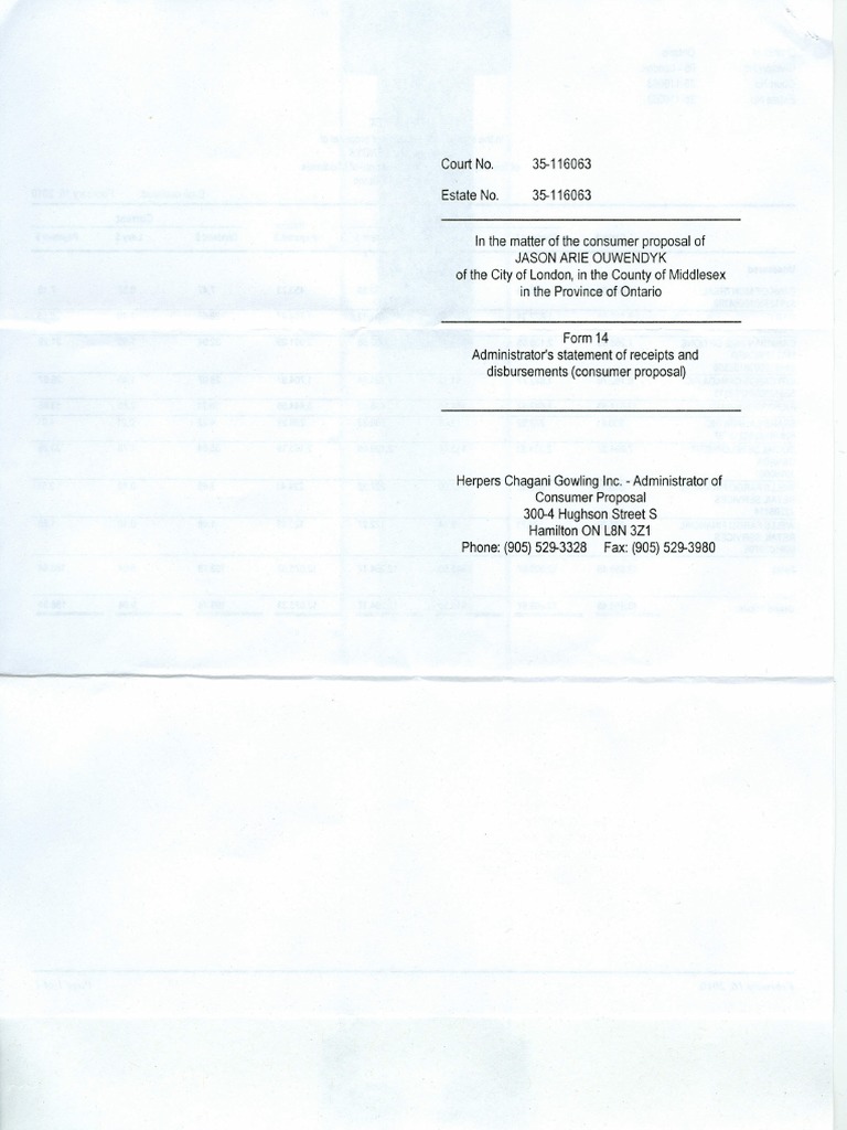 Jason Ouwendyk Bankruptcy Trustee Final Report - 16 Feb 2010 | PDF ...