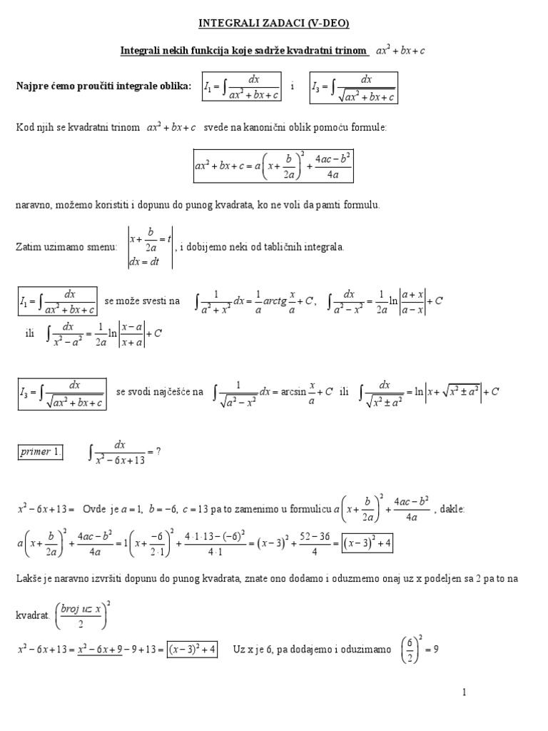 6.integrali Zadaci - V Deo (Metoda Ostrogradski I Integrali Sa ...