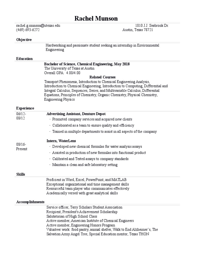 Rachel Munson: Objective | PDF